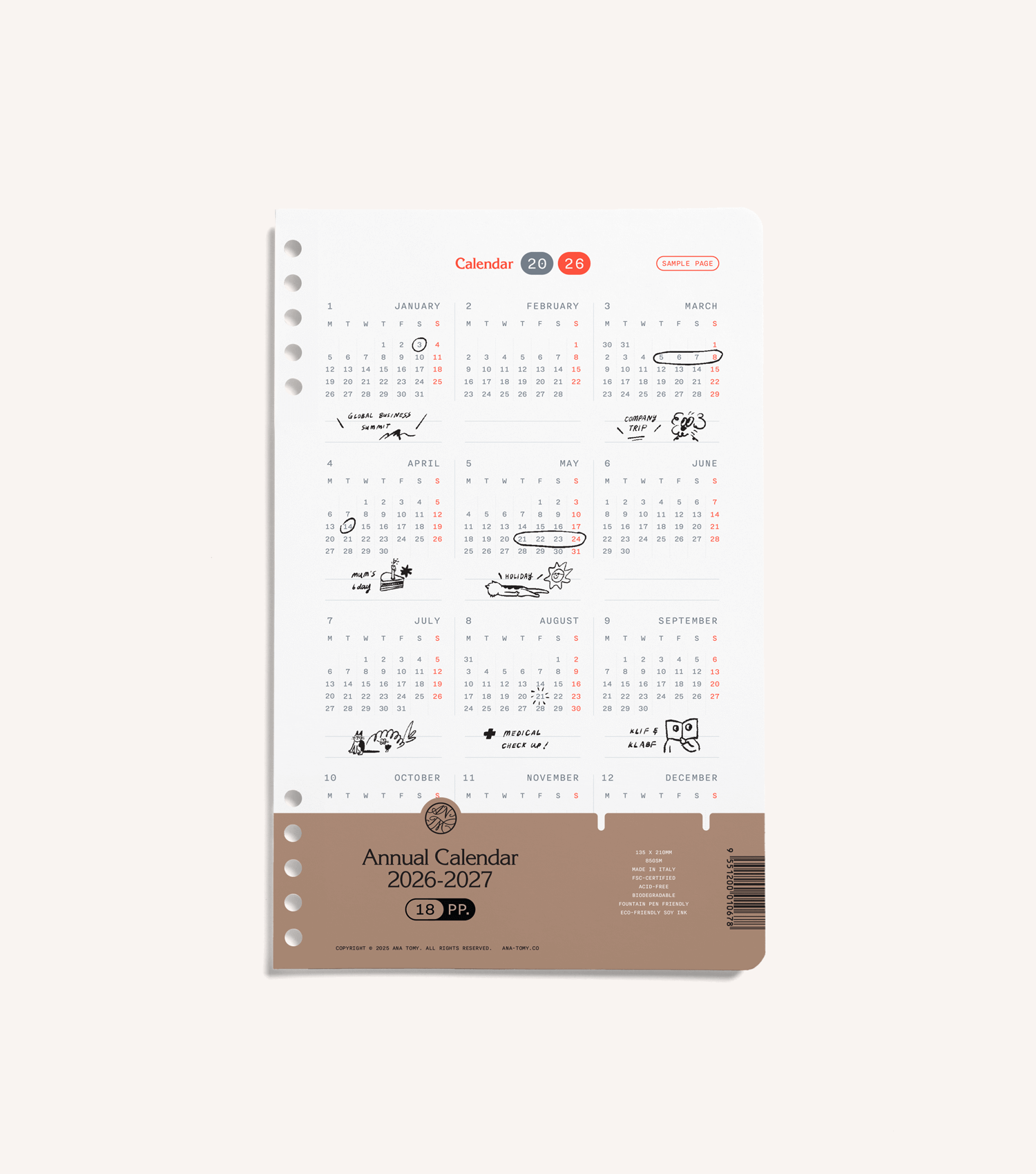 2026-2027 Calendar Set (New)—Refill – Ana Tomy Philippines